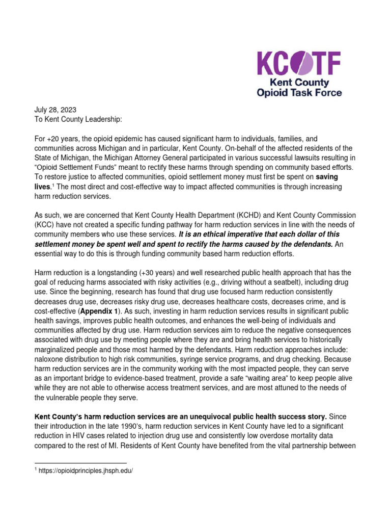 KCOTF - Transparency Letter | PDF | Health Policy | Medicine