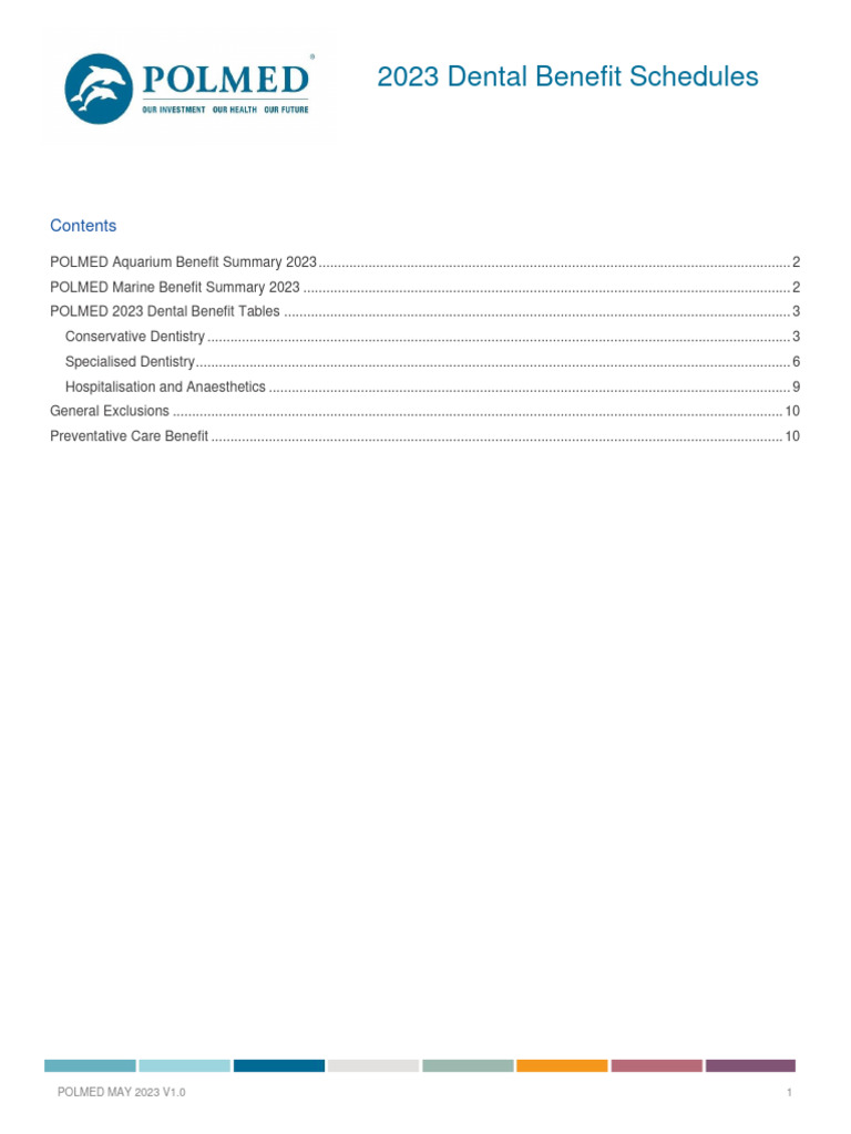 Polmed 2023 Dental Benefits Overview | PDF | Human Tooth | Dentistry