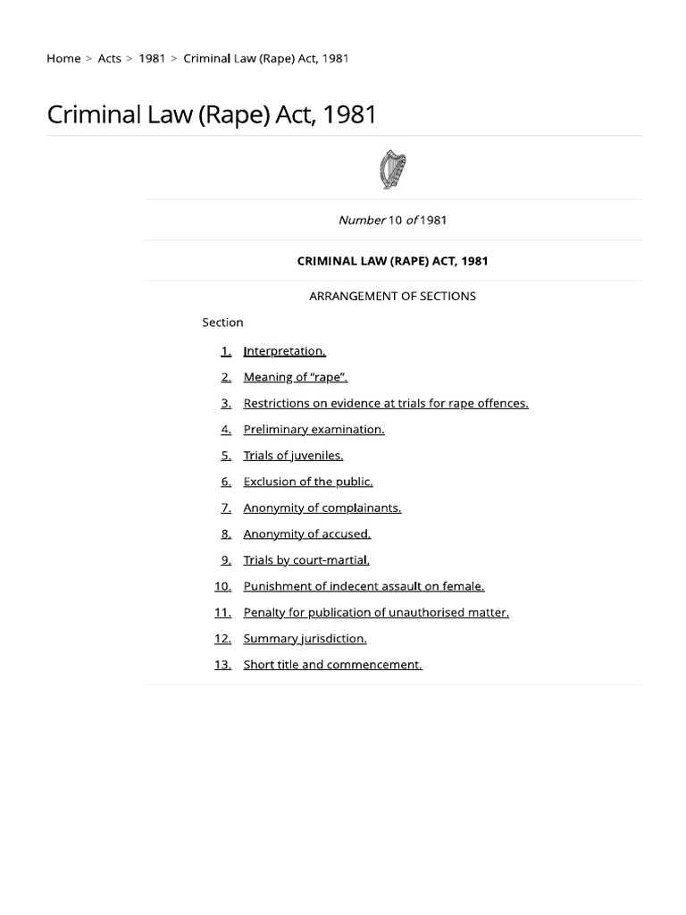 Crimina Law (Rape) Act 1981 | PDF