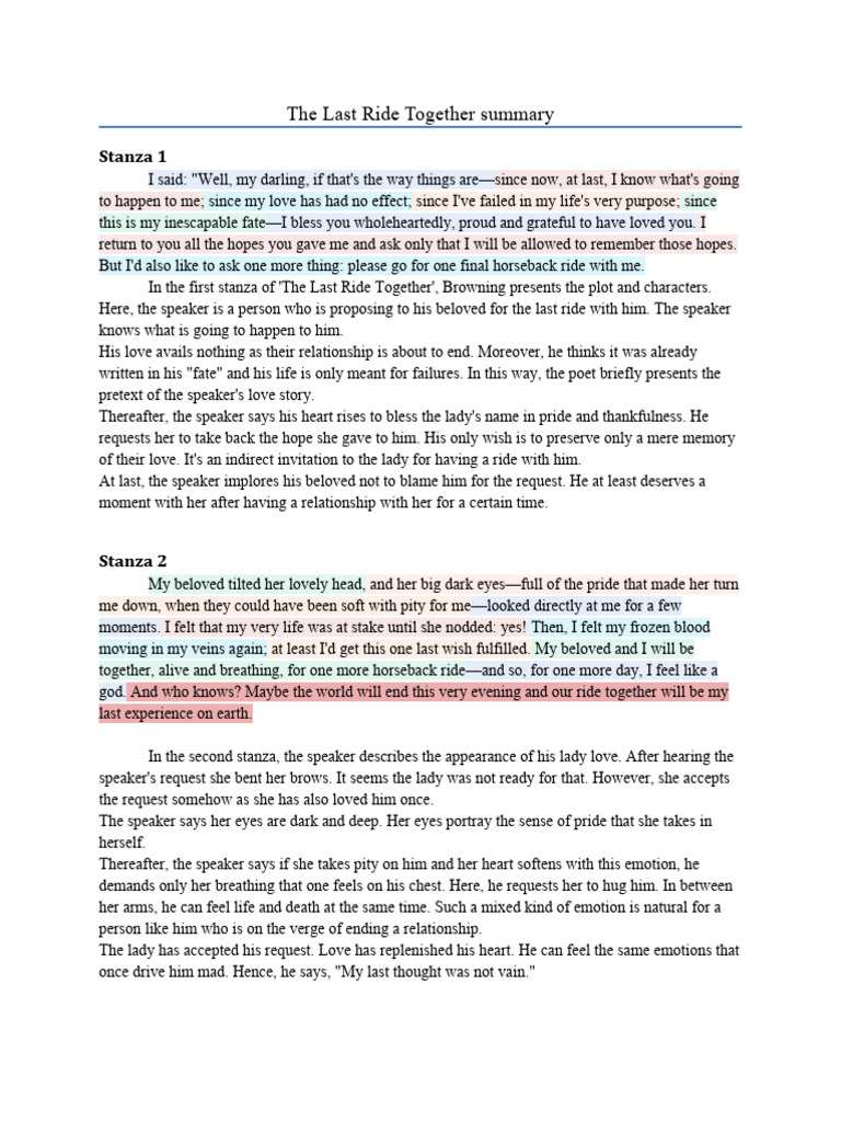 The Last Ride Together Summary | PDF | Poetry | Heaven