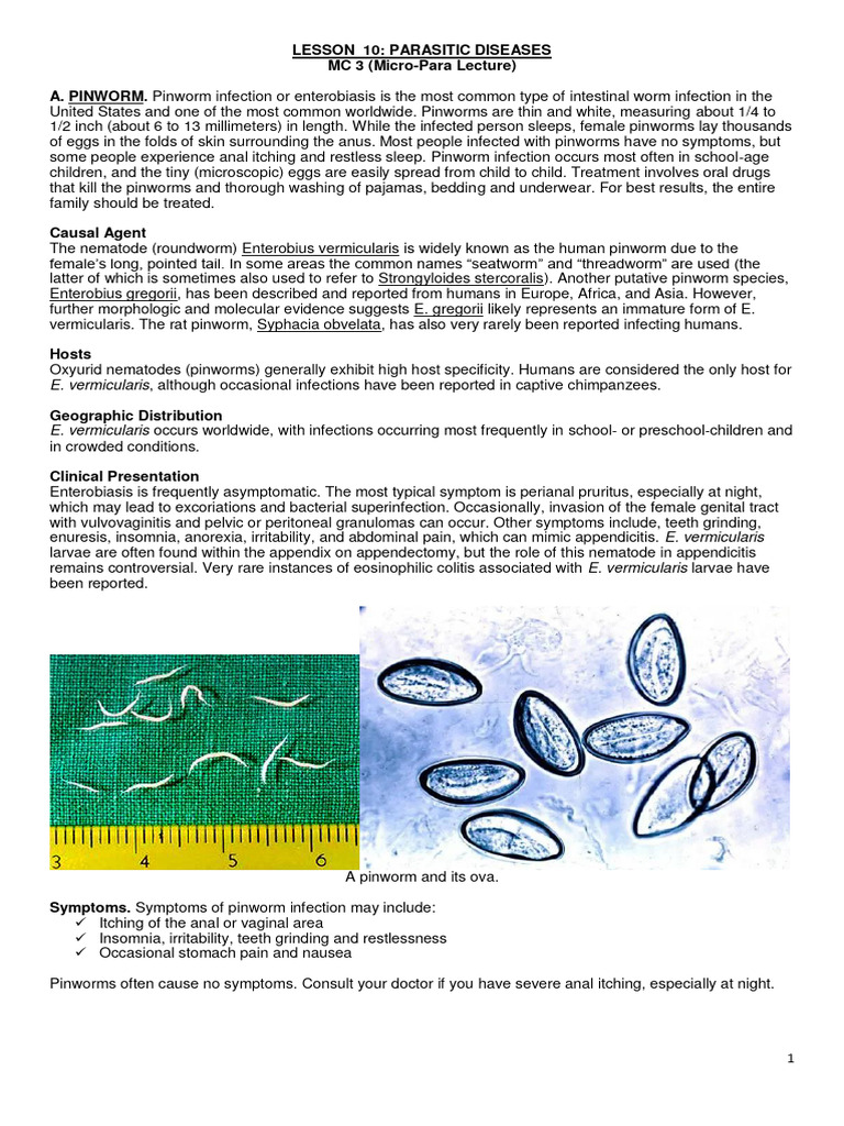 LESSON 10 Intestinal Parasites | PDF | Clinical Medicine | Parasitology