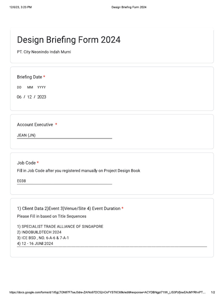 Briefing Form 2024 E003 | PDF