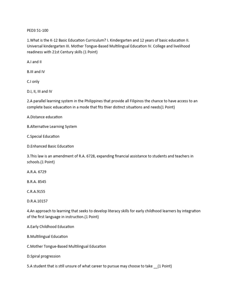 PED3 51-100-WPS Office | PDF | Curriculum | Learning