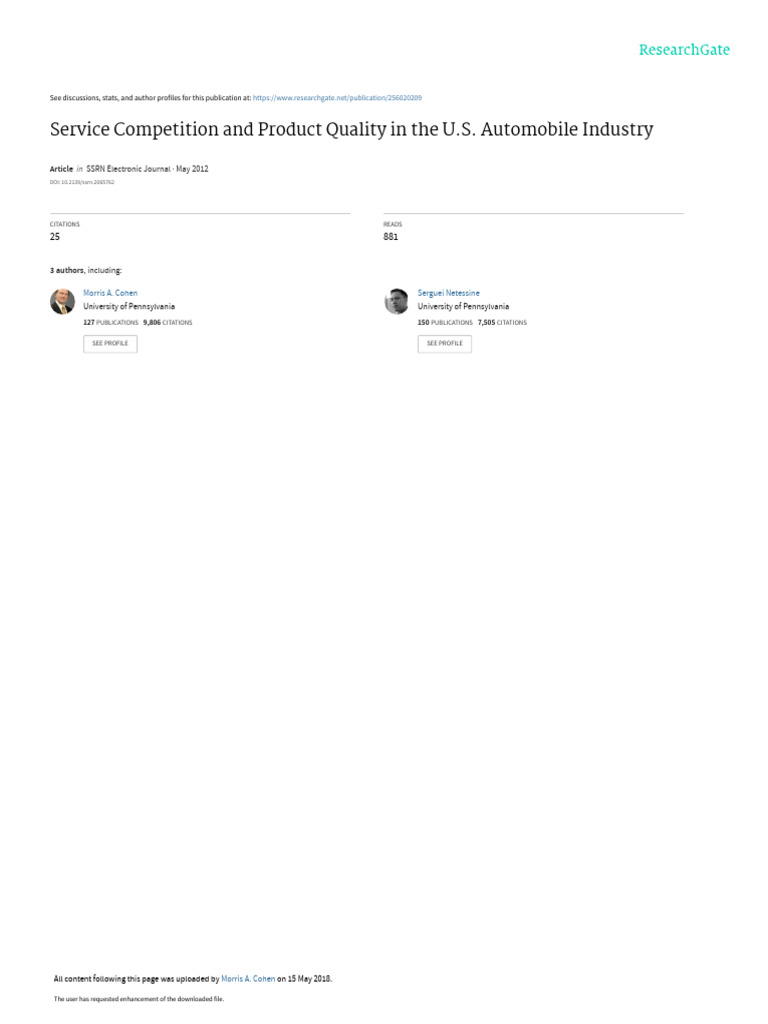 Service Competition and Product Quality in The US | PDF | Demand ...