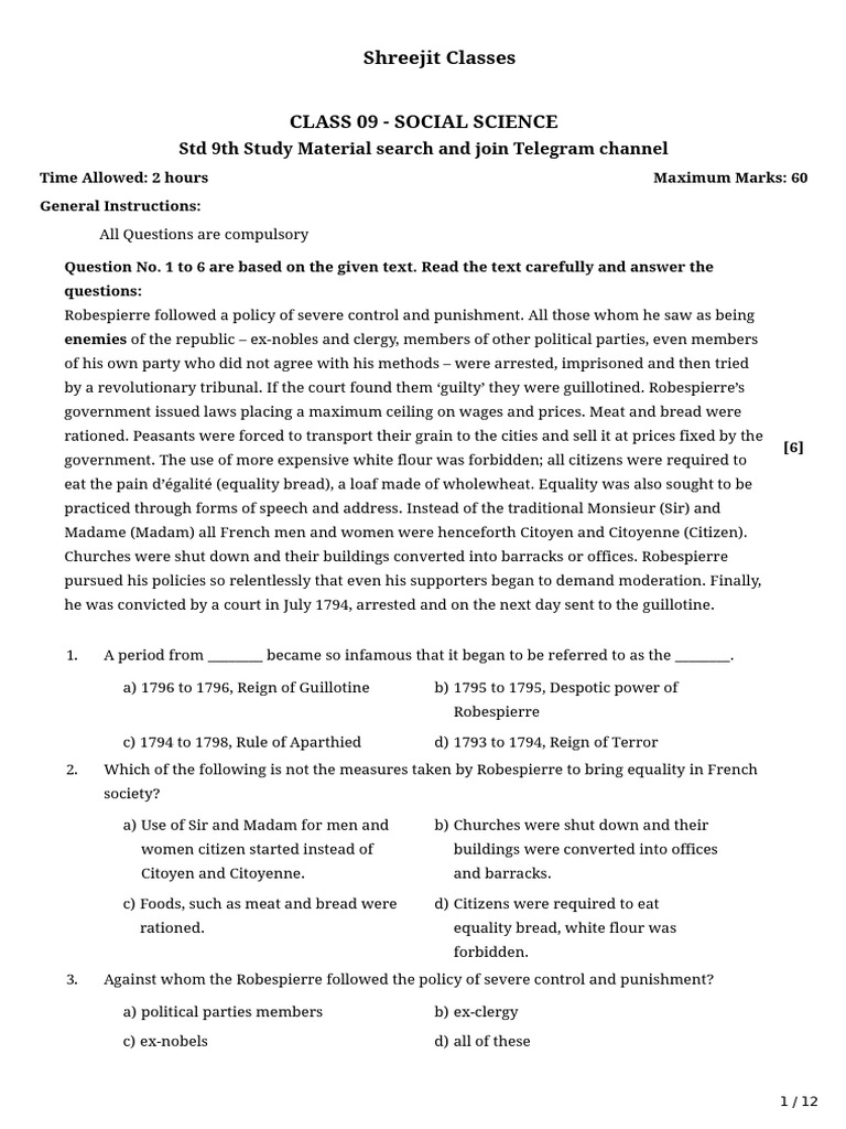 Class 9 Social Science Exam Prep | PDF | Democracy | Political Ideologies