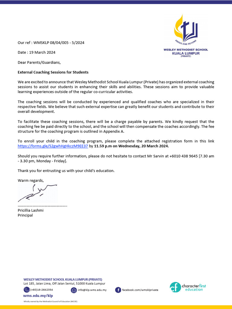 External Coaching Letter | PDF