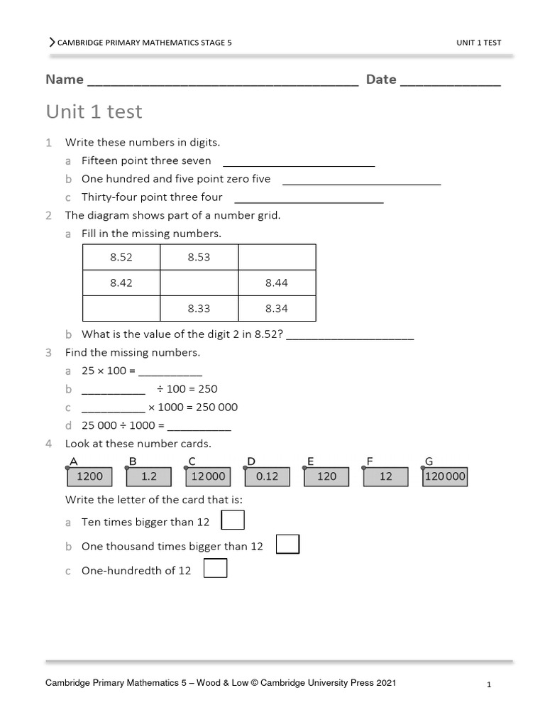 Stage 5 Unit 1 Math Test | PDF | Career & Growth