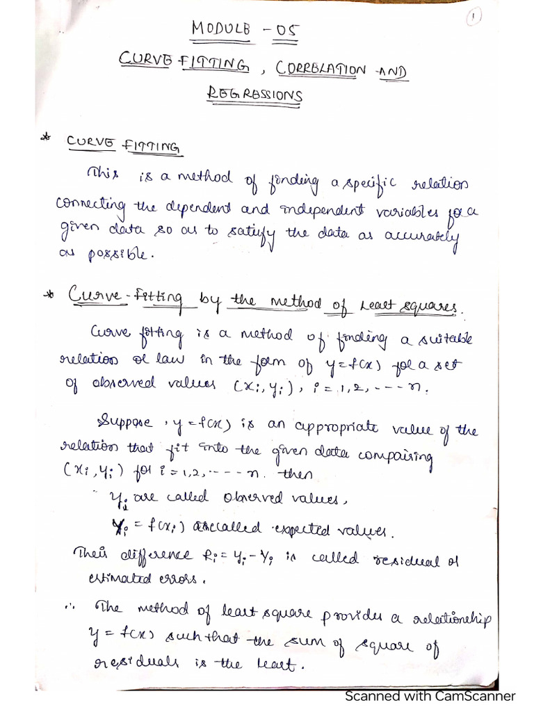 Module 5( Curve Fitting) 3rd Sem | PDF