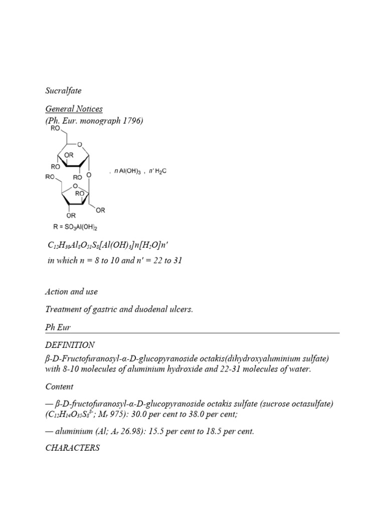 Sucralfate BP | Download Free PDF | Sodium Hydroxide | Hydroxide