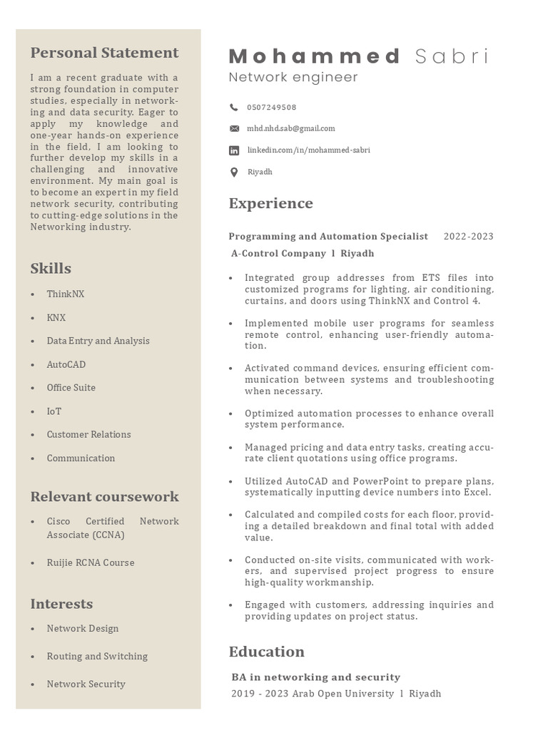 Mohammed Sabri - Network Engineer | PDF | Cisco Certifications | Computing