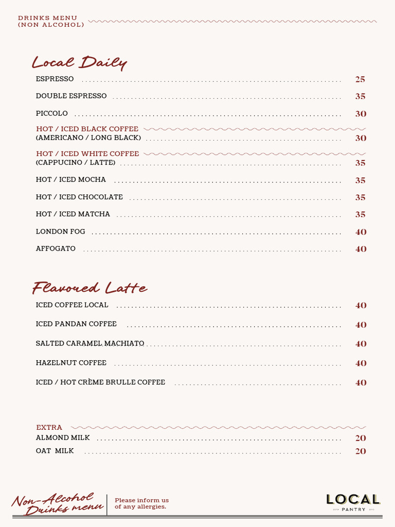 Local Pantry Menu (Non-Alcohol Drinks) | Download Free PDF | Drink ...