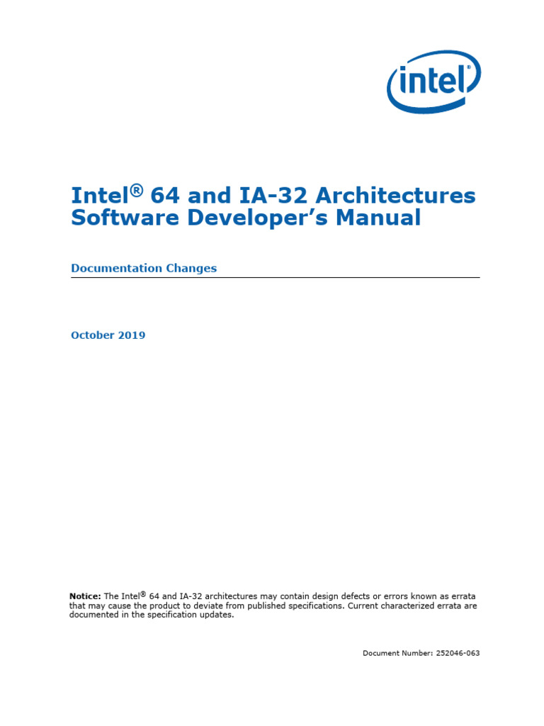 Intel® 64 And Ia 32 Architectures Software Developers Manual
