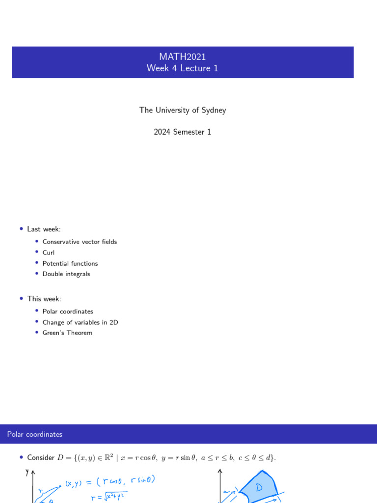 MATH2021 Week 4 Lecture 1: The University of Sydney 2024 Semester 1 | PDF | Mathematical ...