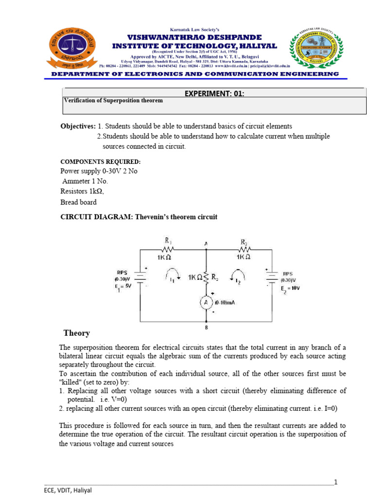 Superposition & Thevenin Theorems Lab | PDF | Damping | Electrical Network