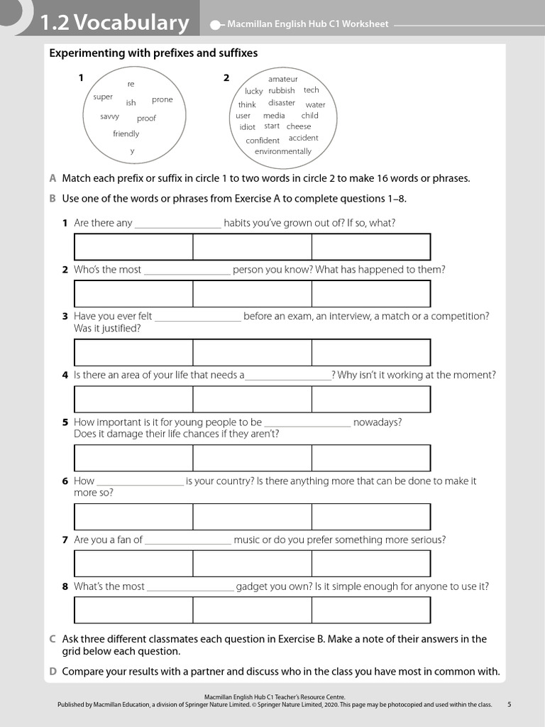 Unit 1.2. Vocabulary. Experimenting With Prefixes and Suffixes | PDF ...