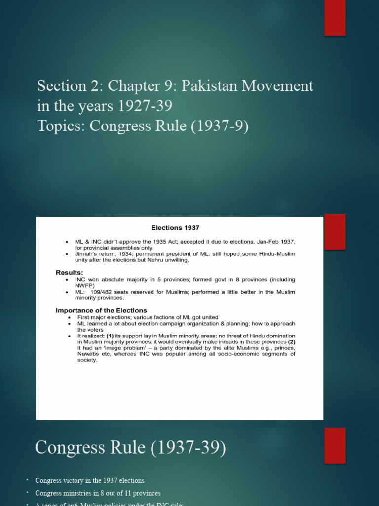 Chap 8 Pakistan Movement in The Years 1927-39 WK 4 Day 3 | PDF | Pakistan Movement | Muhammad ...