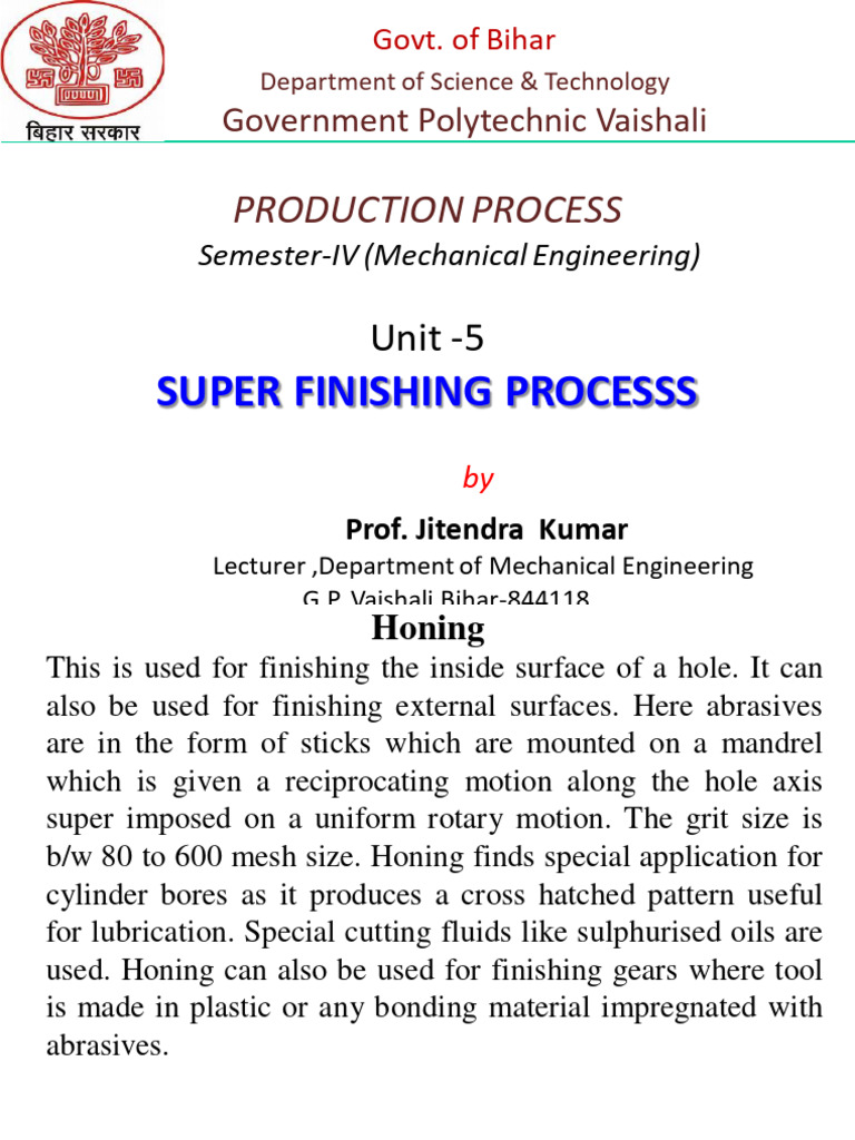 ch-5 Superfinishing Process | PDF | Machining | Abrasive