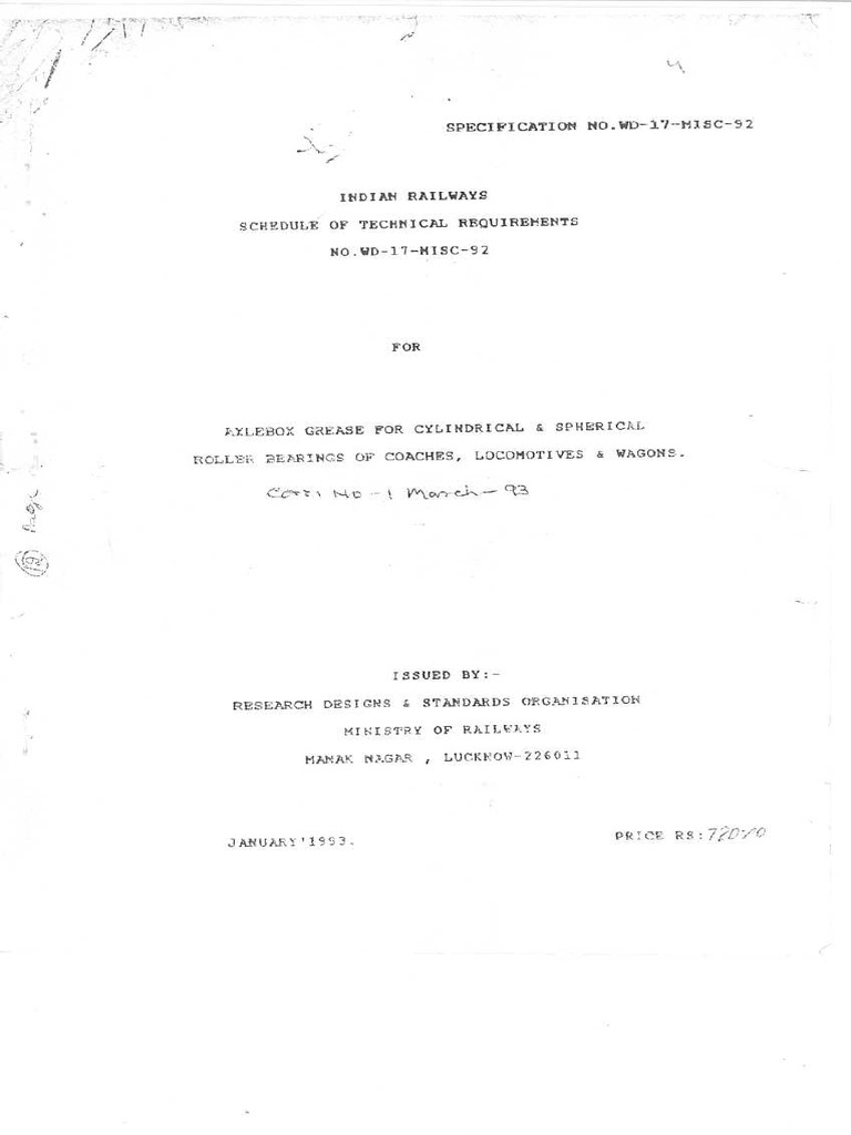 RDSO WD 17 Misc 92 | PDF