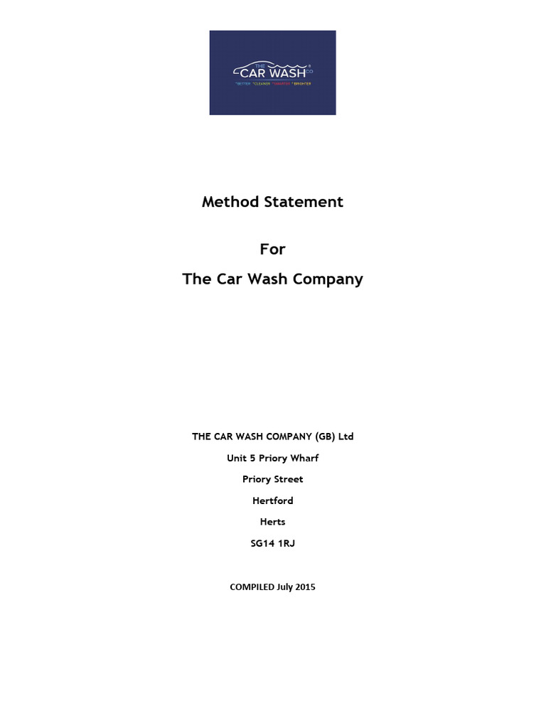 Car Wash Method Statement | PDF