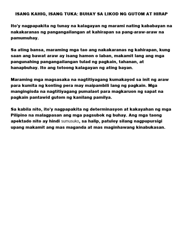 Isang Kahig | PDF