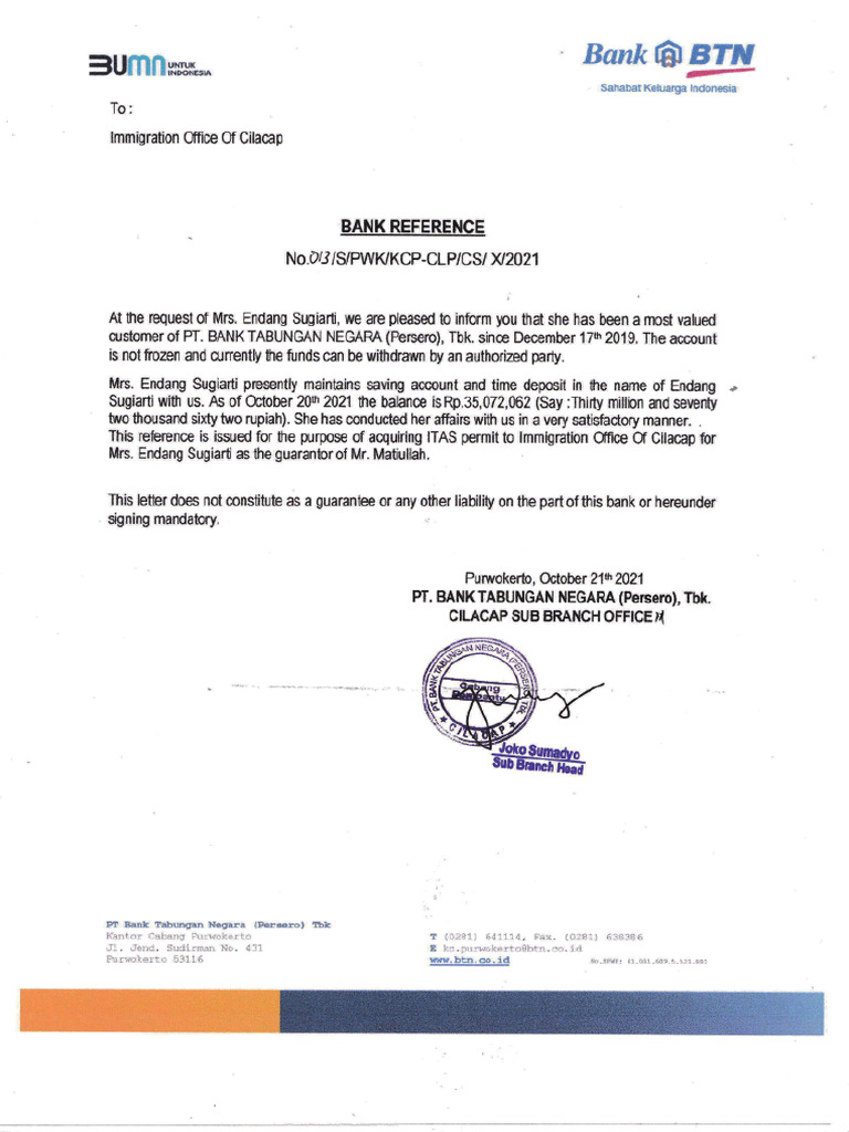 Bank Reference | PDF