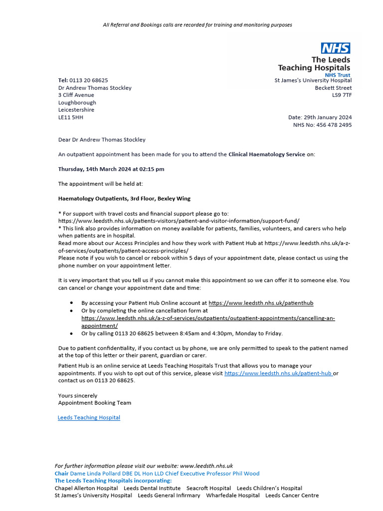 Haematology Outpatients, 3rd Floor, Bexley Wing | PDF | National Health ...