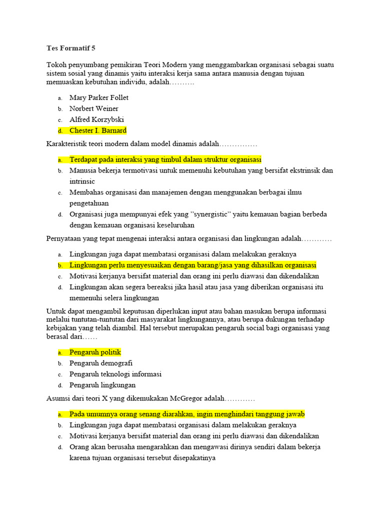 Tes Formatif 5 | PDF