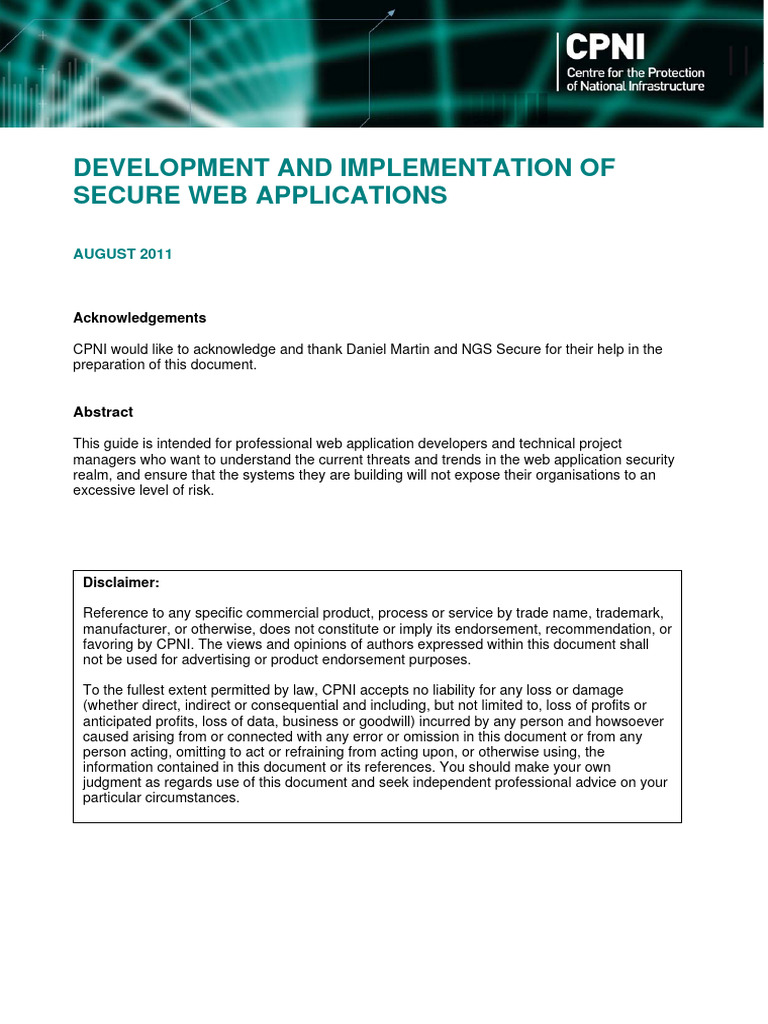 2011026-Development and Implementation of Secure Web Applications | PDF | Security | Computer ...