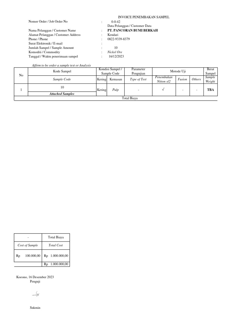 Invoice Sampel Lab - 022201 | PDF | Sampling (Statistics) | Statistics