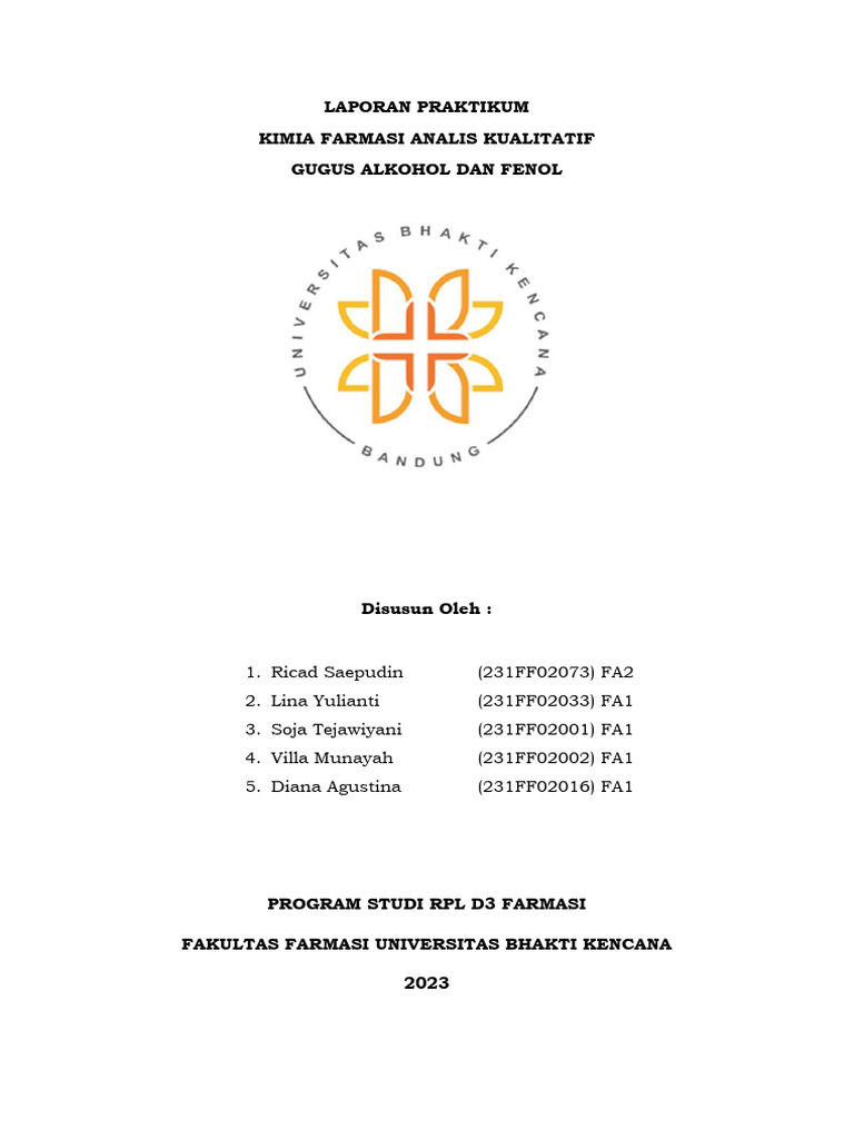 Laporan Praktikum Kimia Farmasi Analis Kualitatif | PDF | Kajian Bahasa ...