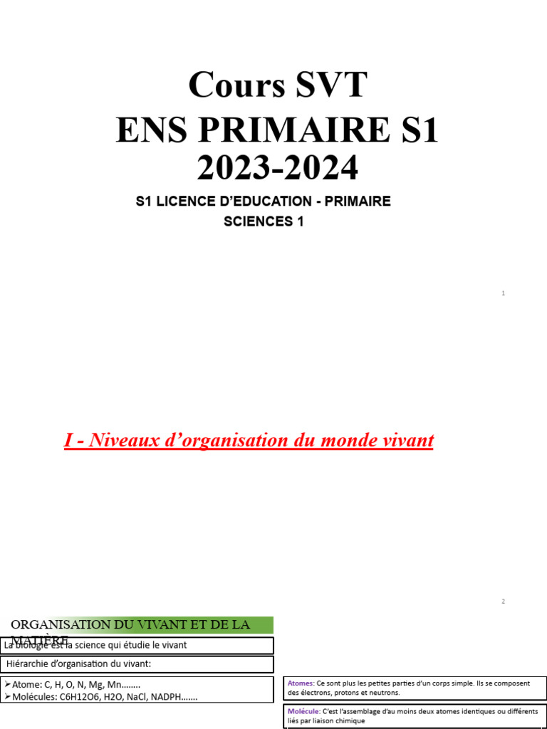Ens SVT Partie 1 | PDF | Noyau (biologie) | Cellule (Biologie)