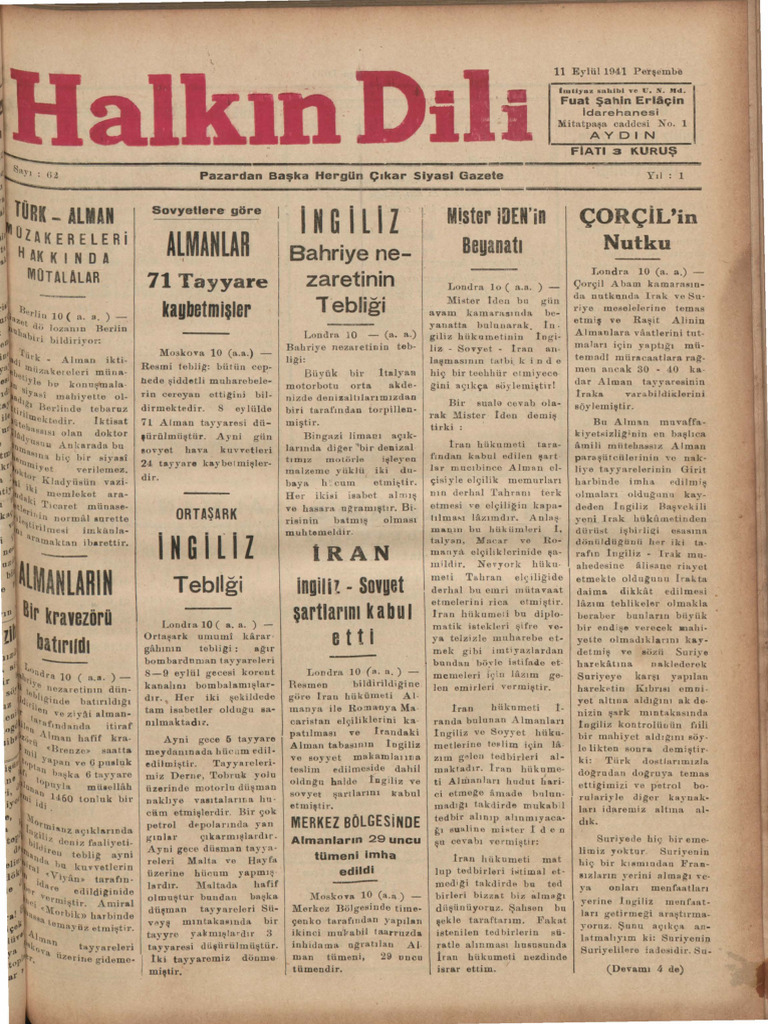 Halkin Dili - 1941 - Eylul - 11 | PDF