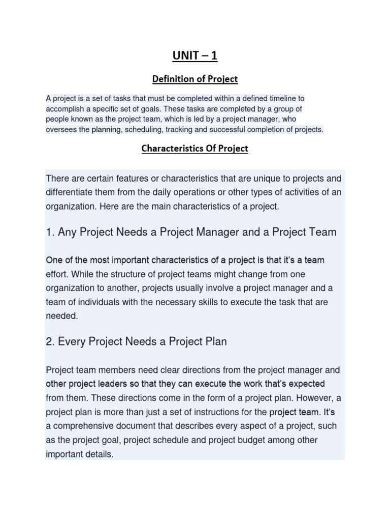 Bba - 6th Sem Project Management (Unit-1) | PDF | Project Management | Scrum (Software Development)