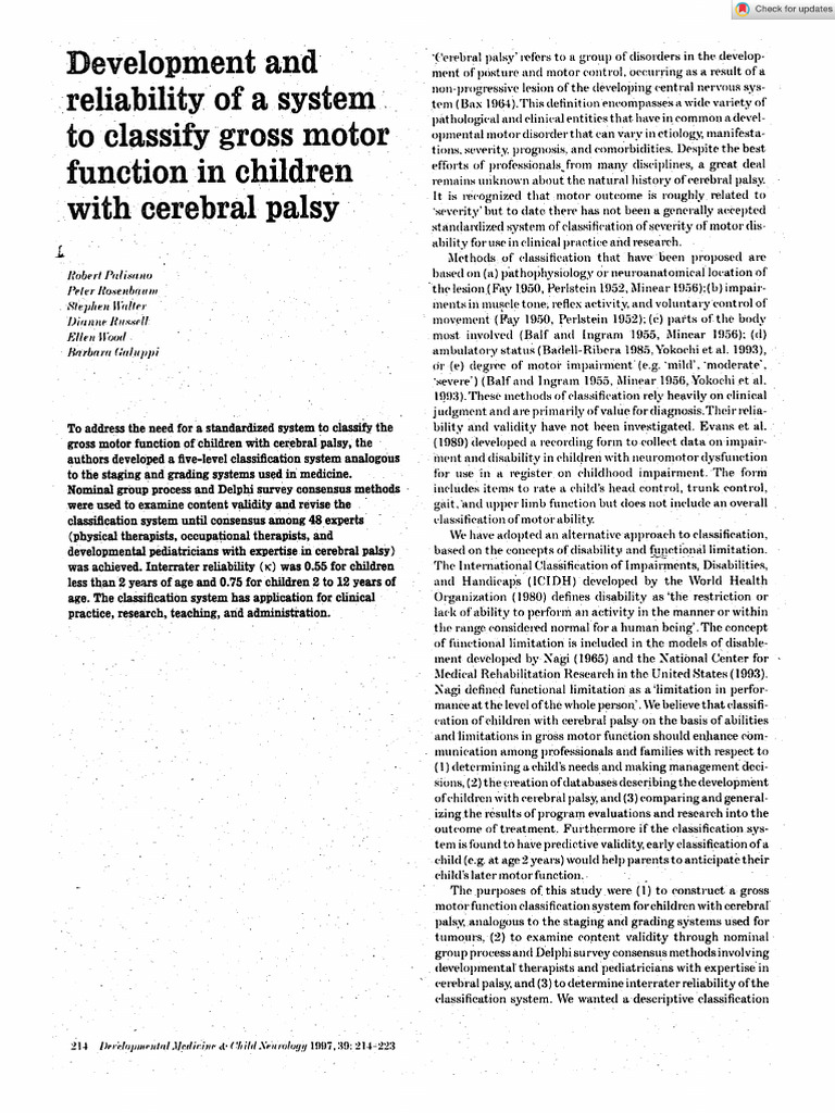Develop Med Child Neuro - 2008 - Palisano - Development and Reliability ...