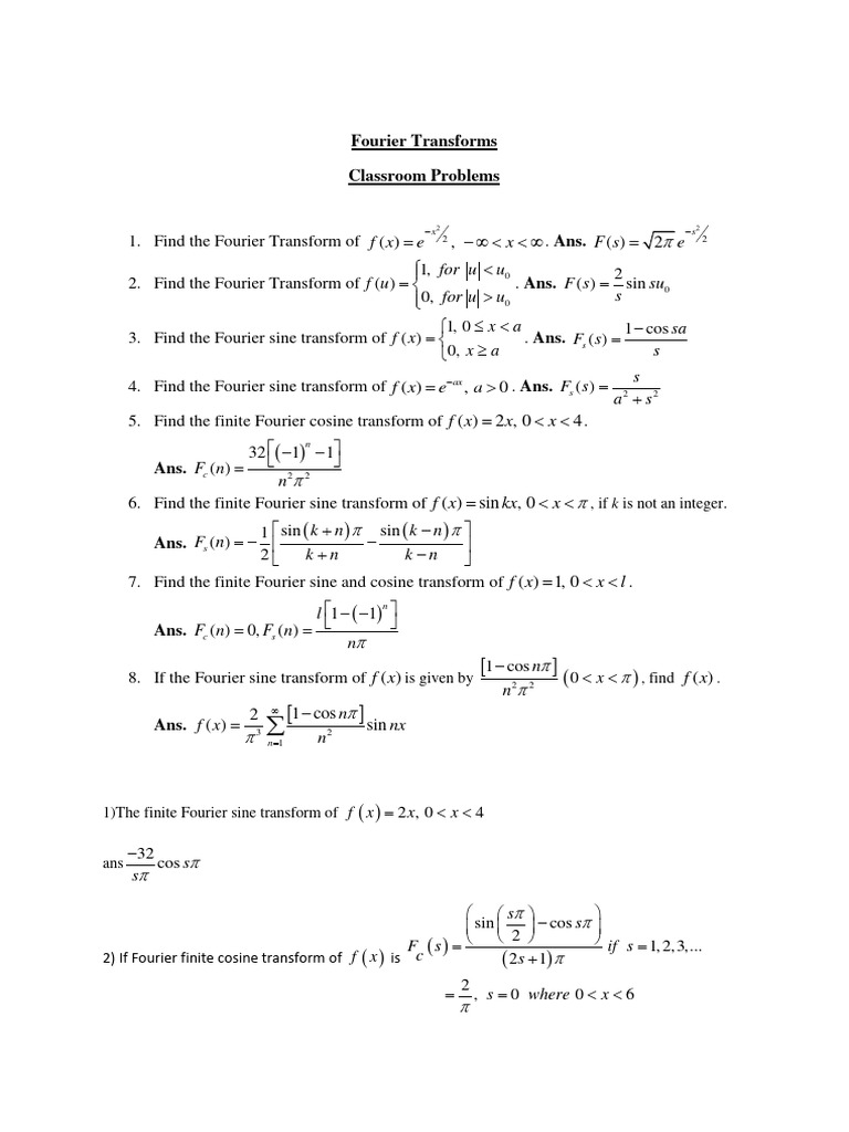 Fourier Transform Class Room Extc Pdf Euclidean Geometry