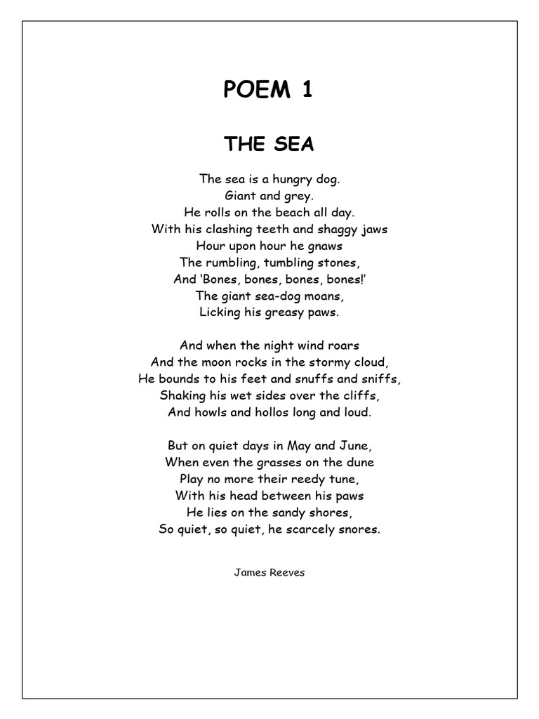 The Sea: A Poem by James Reeves | PDF | Poetry