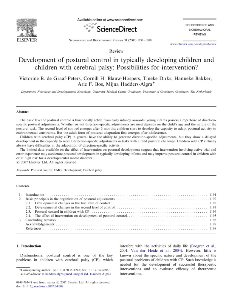 Degraafpeters 2007 | PDF | Cerebral Cortex | Balance (Ability)
