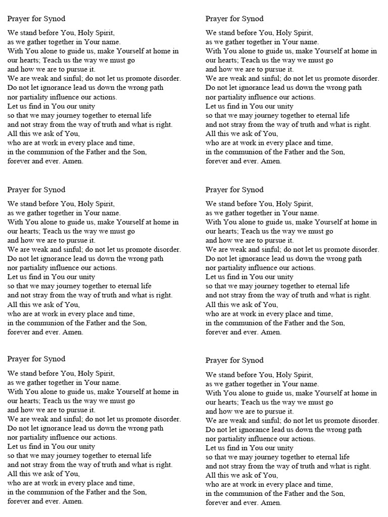 Prayer For Synod | PDF | Eucharist | Prayer