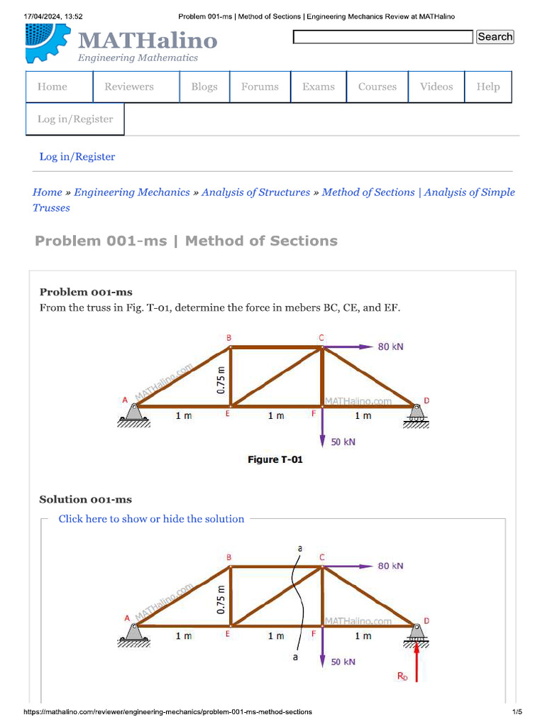 Method of Sections | PDF