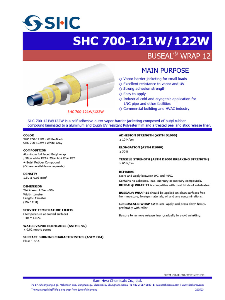 SHC 700-121W/122W: Buseal Wrap 12 | PDF | Materials | Building Materials