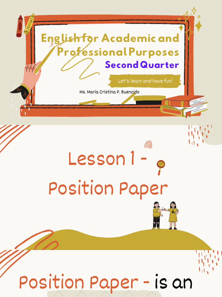 EAPP Q2 W1 Position-Paper | PDF | Homework | Argument