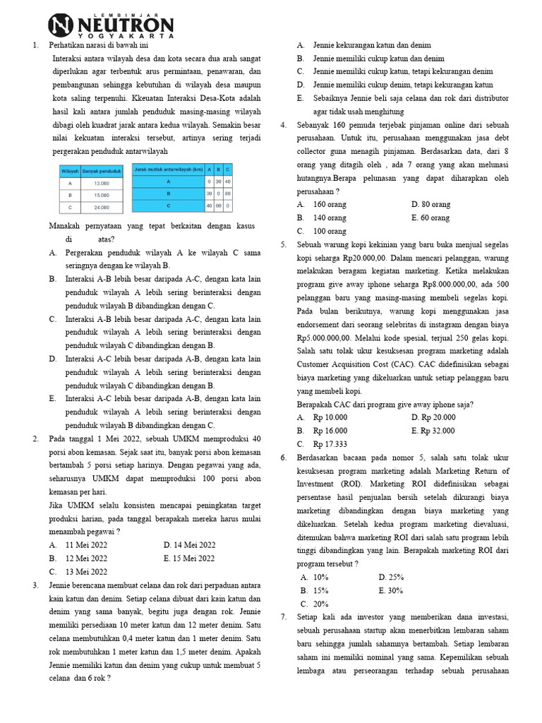 Kompilasi Penalaran Umum Mamah | PDF