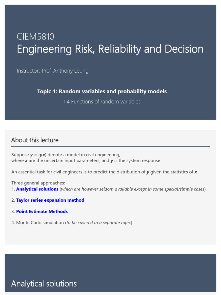 Functions of Random Variables in Engineering | PDF | Probability ...