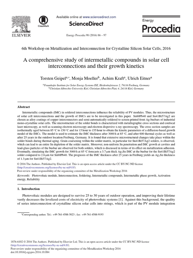 A Comprehensive Study of Intermetallic Compounds in Solar Cell - 2016 ...