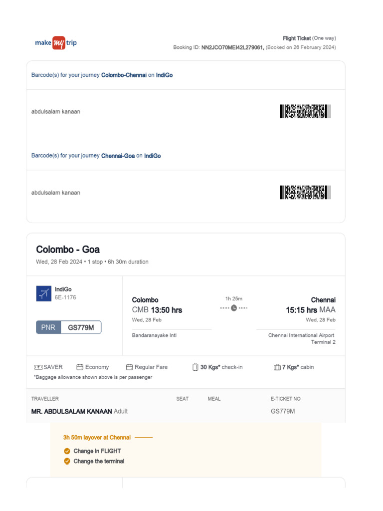 NN2JCO70MEI42L279061 ETicket | PDF | Travel Visa | Baggage