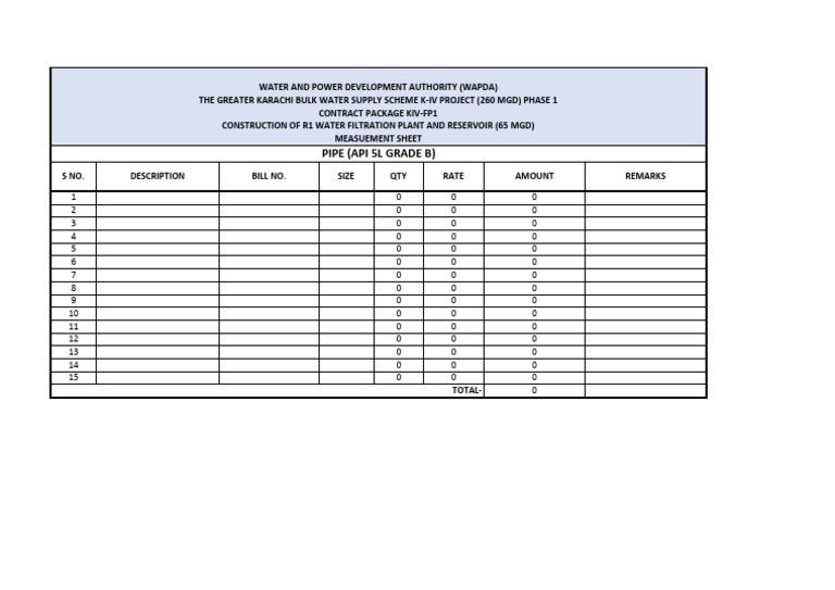 Measurement Sheet Sample For Project | PDF