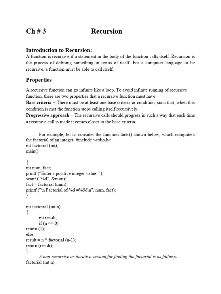 Ch # 3 (Recursion) | PDF | Sequence | Function (Mathematics)