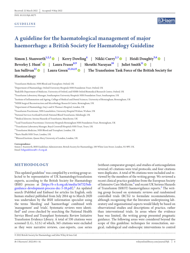 BR J Haematol - 2022 - Stanworth - A Guideline For The Haematological ...