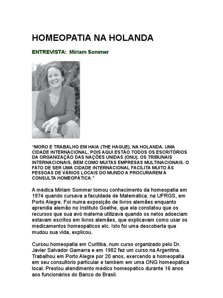 A - A Na Holanda - Entrevista - Miriam Sommer - Farmácia Homeopática ...
