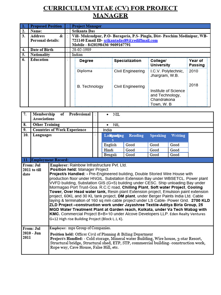 Srikanta_Das_CV. | PDF | Quality Assurance | Employment